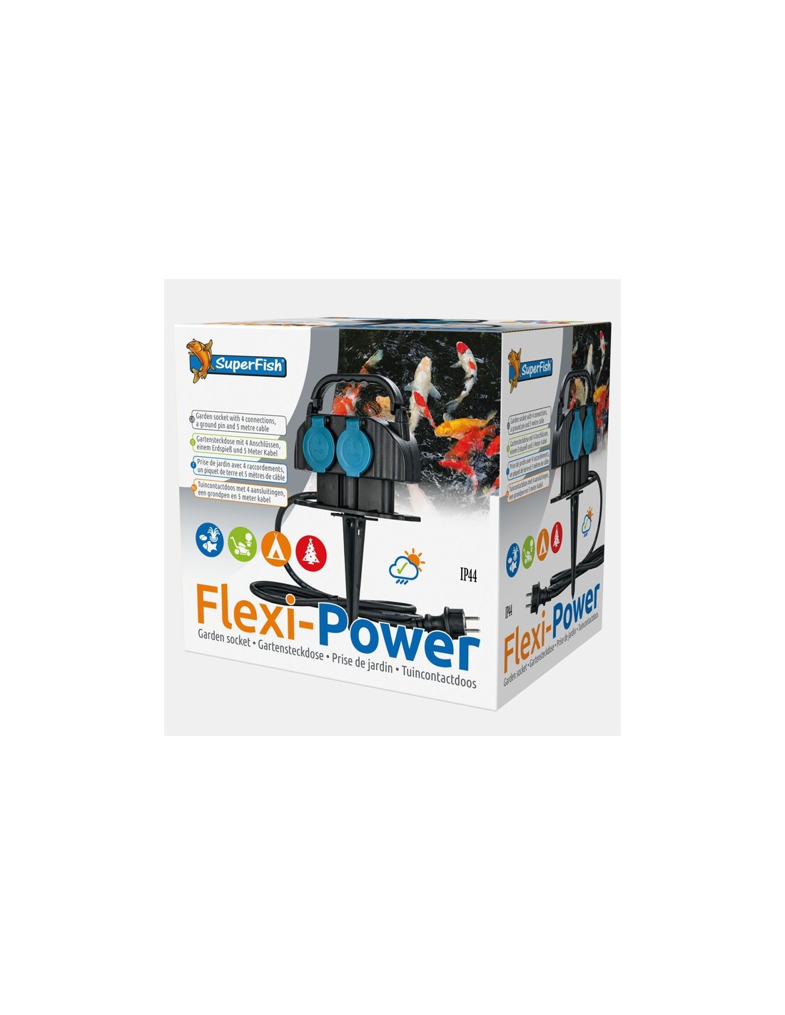 Flexi Power Rallonge 4 prises 8 mètres de câble Superfish
